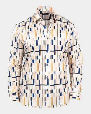 MACEOO Fibonacci Abstract Cotton Sport Shirt Brown