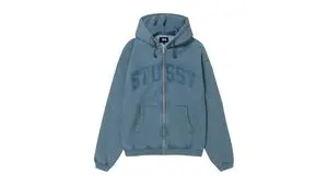 StÜssy Faded Graphic Zip Hoodie - Washed Navy Blue