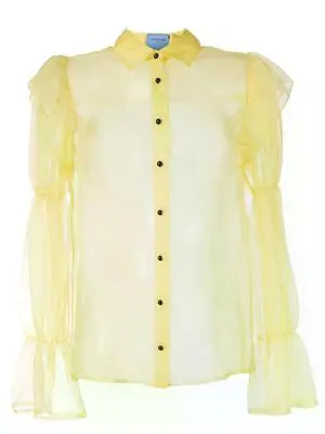 MACGRAW Souffle Sheer Blouse - Yellow