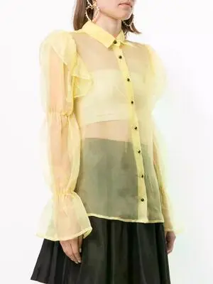 MACGRAW Souffle Sheer Blouse - Yellow