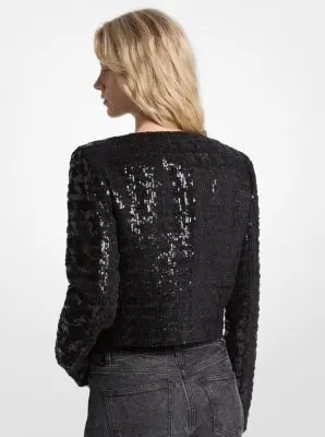 Michael Kors Sequined Tweed Cropped Jacket
