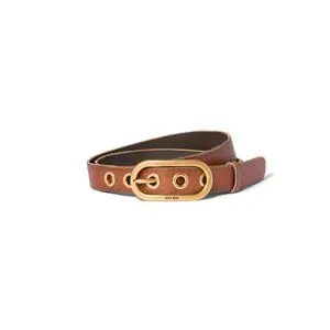 Miu Miu Leather Belt - Cognac