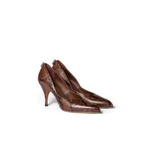 Miu Miu Python-print Ayers Leather Pumps - Tobacco