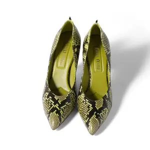 Miu Miu Python-print Ayers Leather Pumps - Fern Green