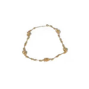Miu Miu Metal Chain Necklace With Crystals - Gold/crystal