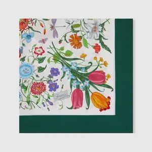 Gucci Printed Flora Silk Twill Carré Silk