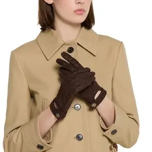 Gucci Gg Leather Gloves With Double G