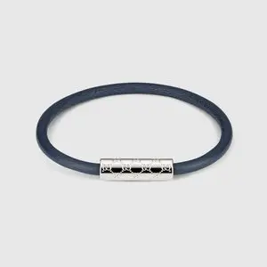 Gucci Leather Bracelet With Gg Detail - One-color