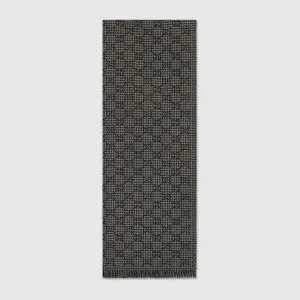 Gucci Gg Wool And Silk Jacquard Stole - Black
