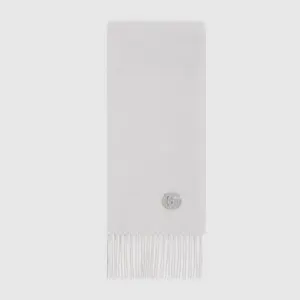 Gucci Cashmere Scarf With Patch Cashmere - Grey