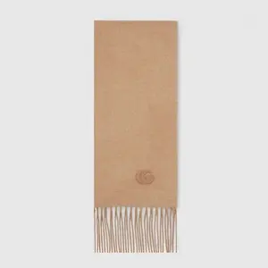Gucci Cashmere Scarf With Patch Cashmere - Beige