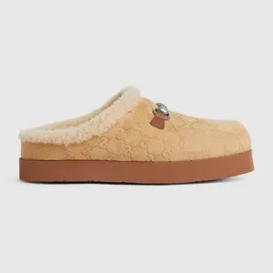 Gucci Gg Suede Mule With Horsebit