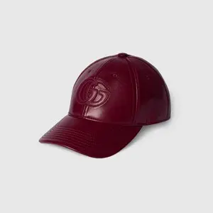 Gucci Leather Baseball Cap With Double G - Red