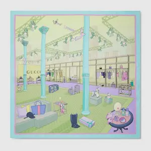 Gucci Printed Silk Twill Carr - Blue
