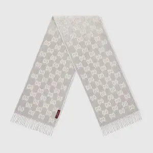 Gucci Gg Alpaca Wool Blend Scarf - Grey