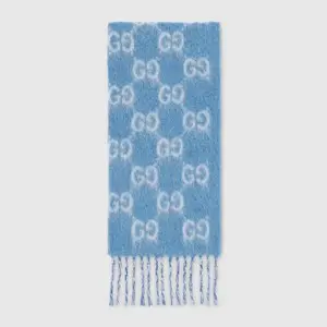 Gucci Gg Alpaca Wool Blend Scarf Wool - Blue