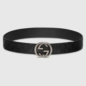 Gucci Reversible Belt With Interlocking G Buckle - Black