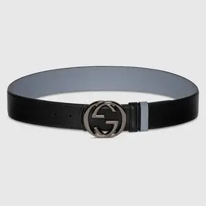 Gucci Reversible Belt With Interlocking G Buckle - Black