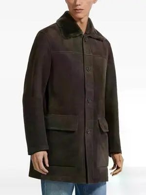 Zegna Shearling-collar Suede Coat
