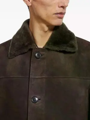 Zegna Shearling-collar Suede Coat