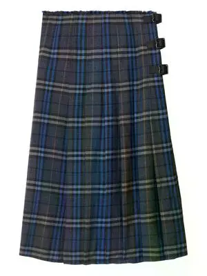 Burberry Check Midi Skirt - Grey