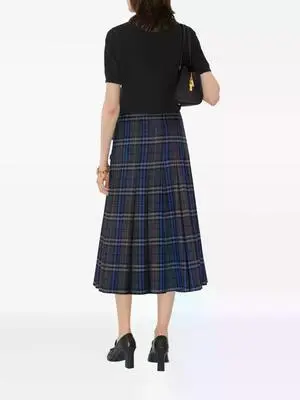 Burberry Check Midi Skirt - Grey