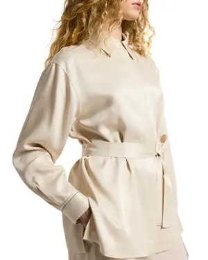 Peserico Belted Long Sleeve Blouse