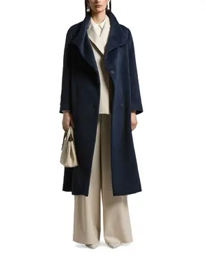 Peserico Long Stand Collar Belted Coat