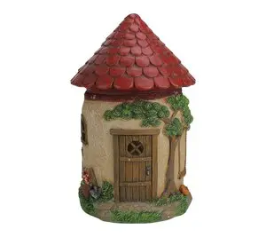 NORTHLIGHT 11.5' Led Solar Mushroom House Garde Statue - One-color