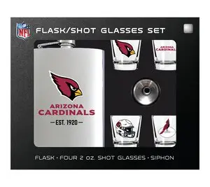 MOJO LICENSING Nfl Flask Set 1 Flask And 4 Sh Ot Glasses