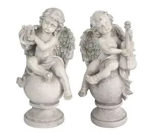 NORTHLIGHT Set Of 2 Cherub Angels Garden Statue S 15.25 - One-color