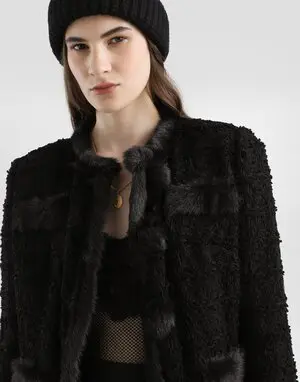 Dolce & Gabbana Single-breasted Tweed Jacket With Fur Details