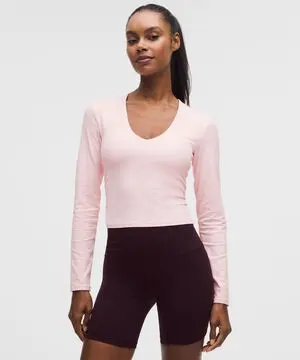 Fitted Ribbed Long Sleeve Tops for Women