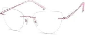 Zenni Lightweight Cat-eye Titanium Rimless Eyeglasses Frame - Pink