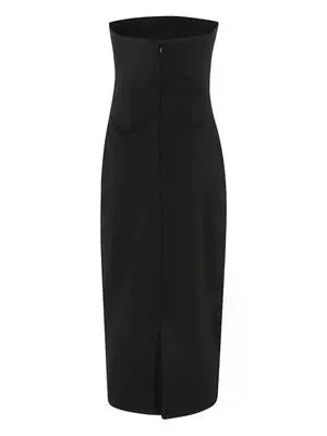 Staud Brooke Floral-embellished Strapless Midi Dress