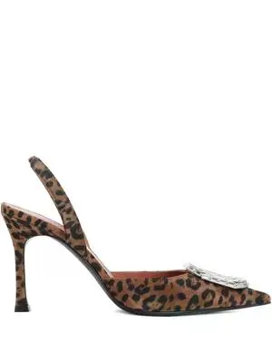Amina Muaddi Crystal-embellished Slingback Pumps - Neutrals