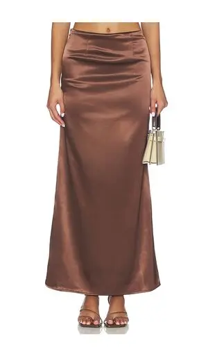 Brown Satin Maxi Skirts