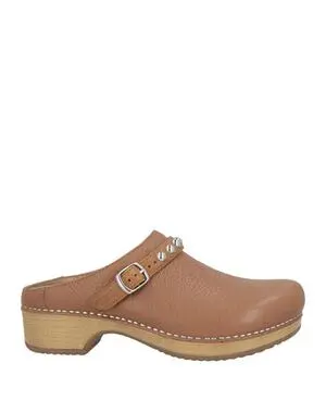 Dansko Leather Clogs With Studs And Buckle - Beige