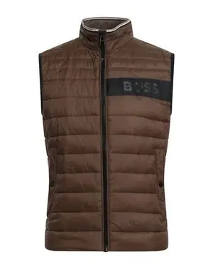 BOSS Quilted Shell Vest With Brand Logo Brown