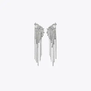 Tory Burch Runway Pavé Serif T Earrings - Tory Silver/crystal