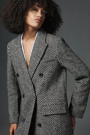 NVLT Chevron Double-breasted Long Coat