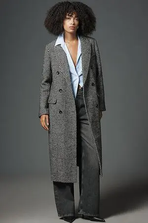 NVLT Chevron Double-breasted Long Coat
