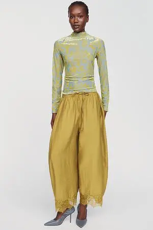 Anthropologie Flocked Mock-neck Long-sleeve Top - Blue Pattern