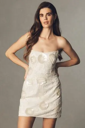 Bhldn Strapless Embellished Mini Dress