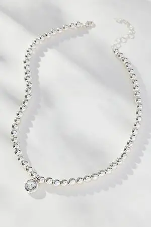 Anthropologie Crystal Bubble Chain Necklace - Silver