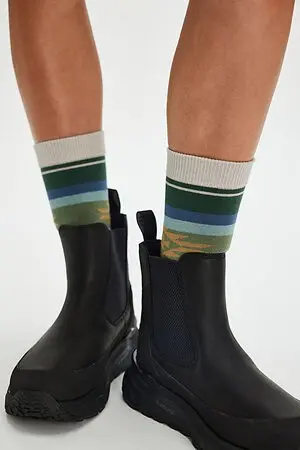 Pendleton Cotton Crew Socks - Beach Stripe Ivory