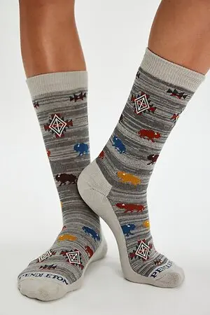 Pendleton Cotton Crew Socks Praire Rush Hour Grey