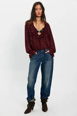 Free People Long Sleeve Peplum Top - Dionysus