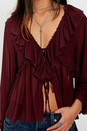 Free People Long Sleeve Peplum Top - Dionysus