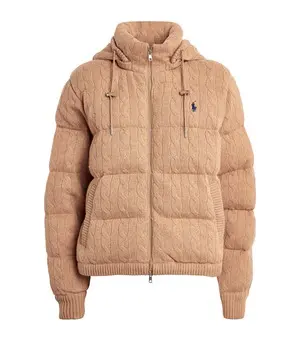 Polo Ralph Lauren Wool-cashmere Cable-knit Puffer Jacket